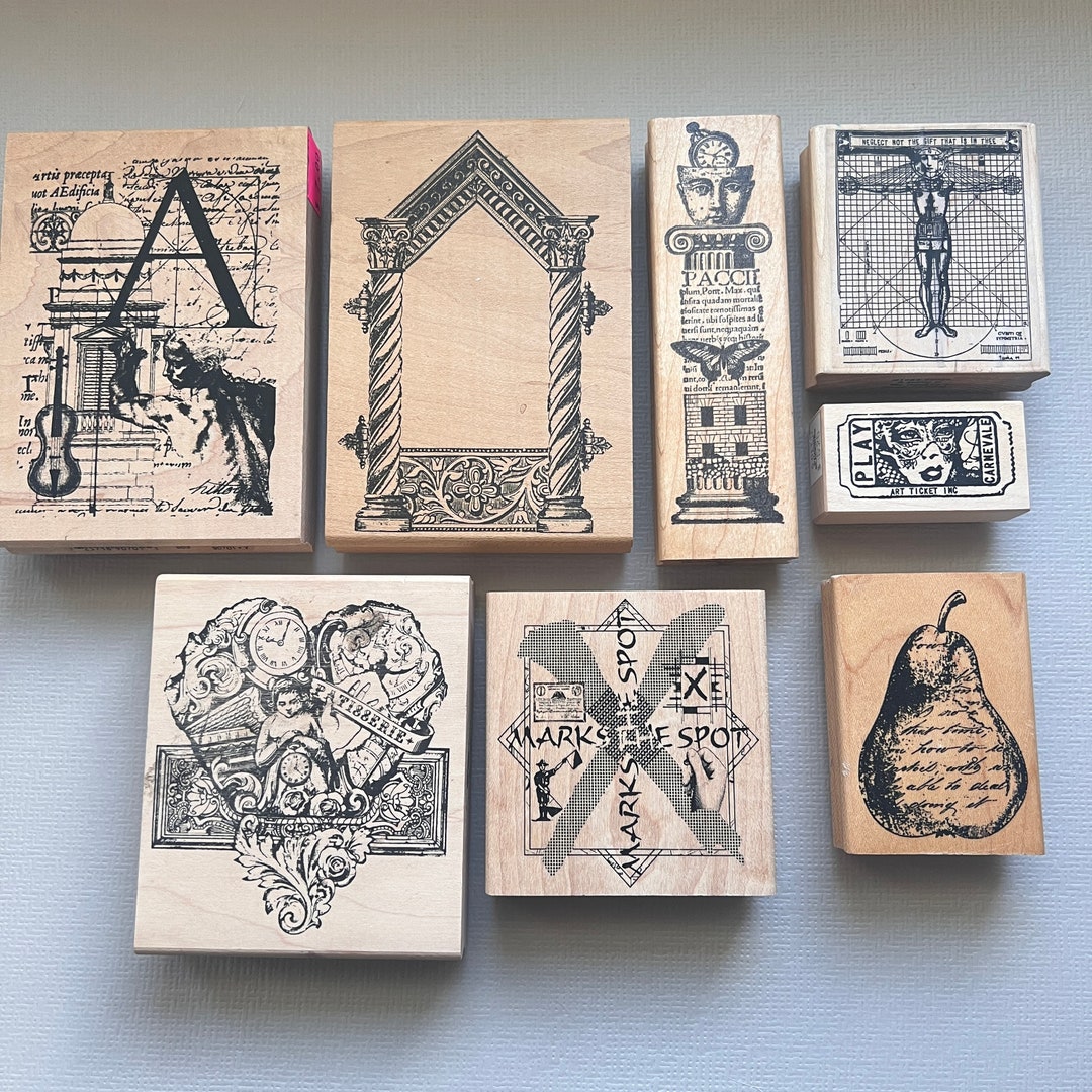 Vintage Rare Collage Art Wood Mounted Artistic Rubber Stamps - Etsy