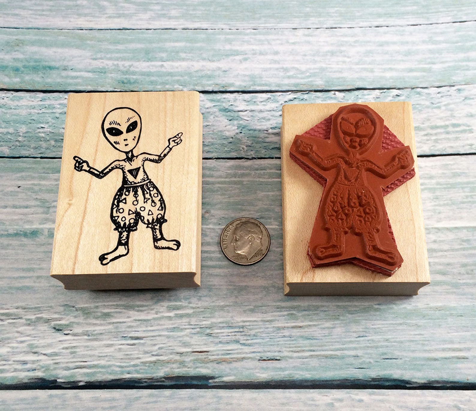 Alien Cool Guy Rubber Stamp - Etsy