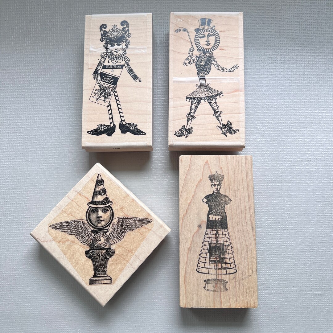 Rubber Stamp People Creative Characters Art Collage Vintage Rubber ...