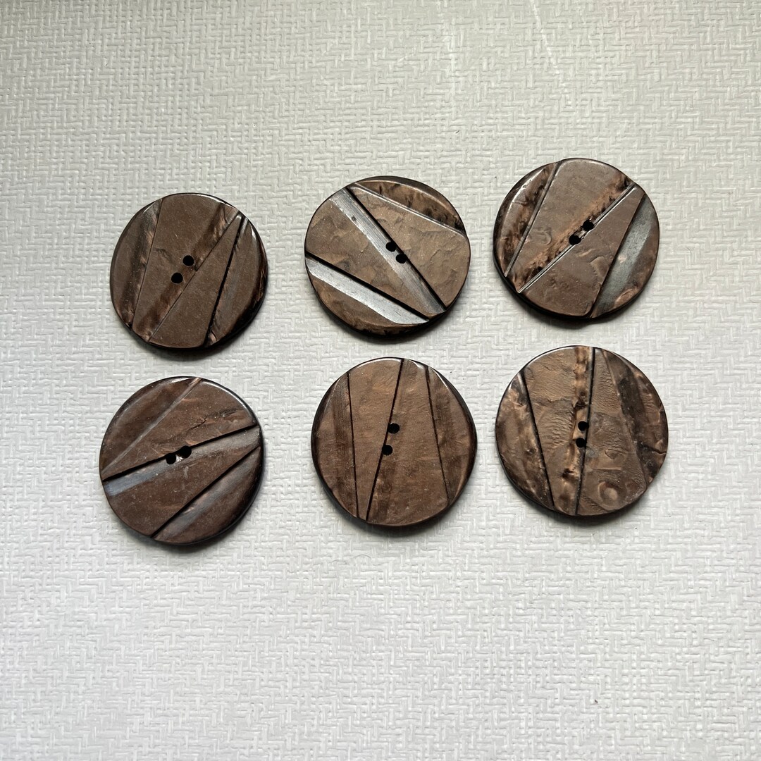 6 Large Art Deco Buttons in Brown Color - Etsy