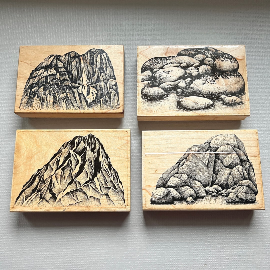 Vintage Stampscapes Outdoor Mountain or Rock Landscape Scene Rubber ...