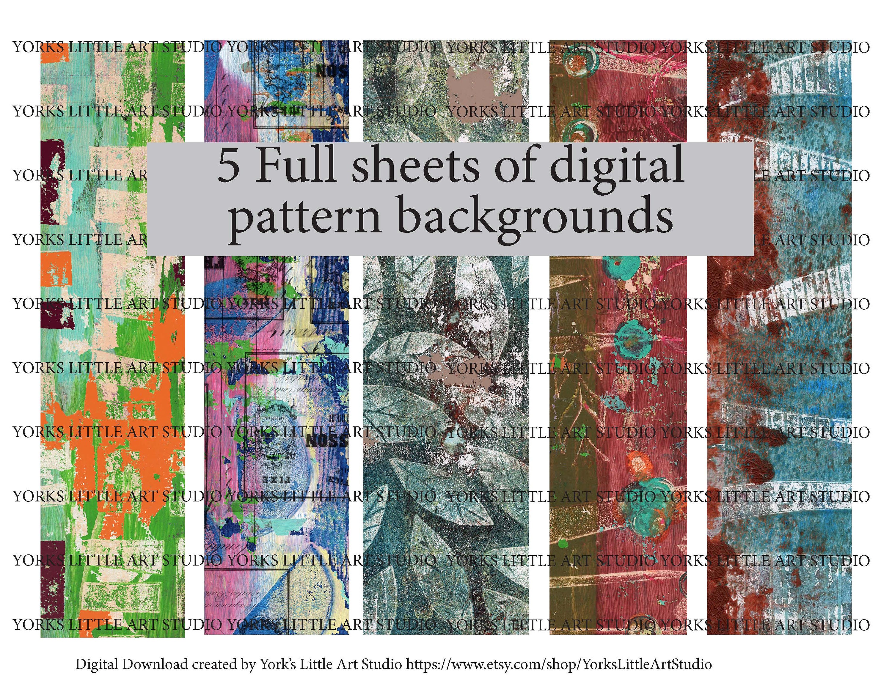 5 Full Sheets of Colorful Digital Paper Background for Mixed - Etsy