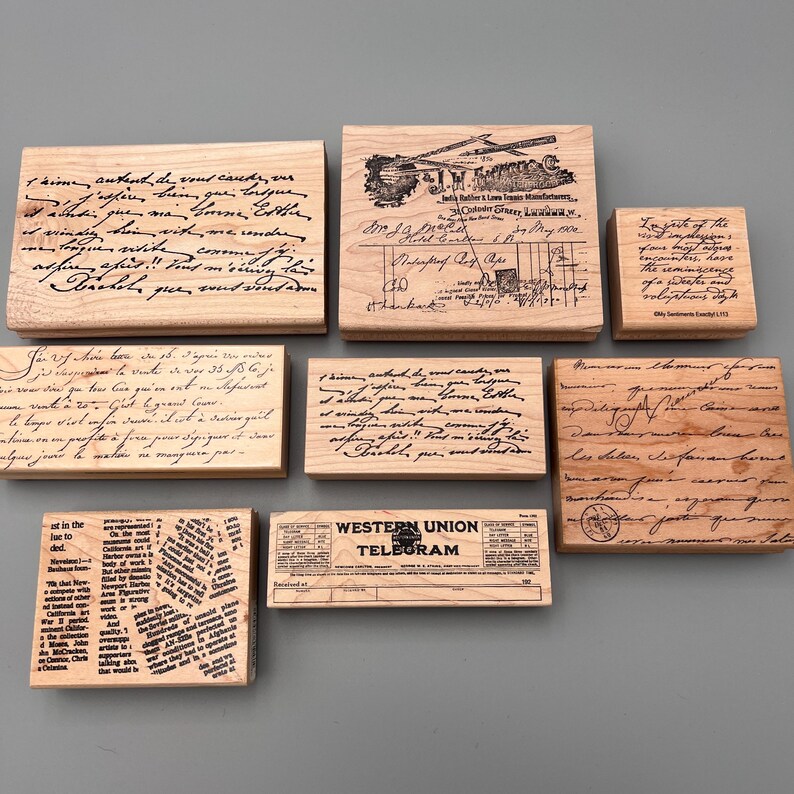 Vintage Rubber Stamp Script Writing Word Background Stamps - Etsy