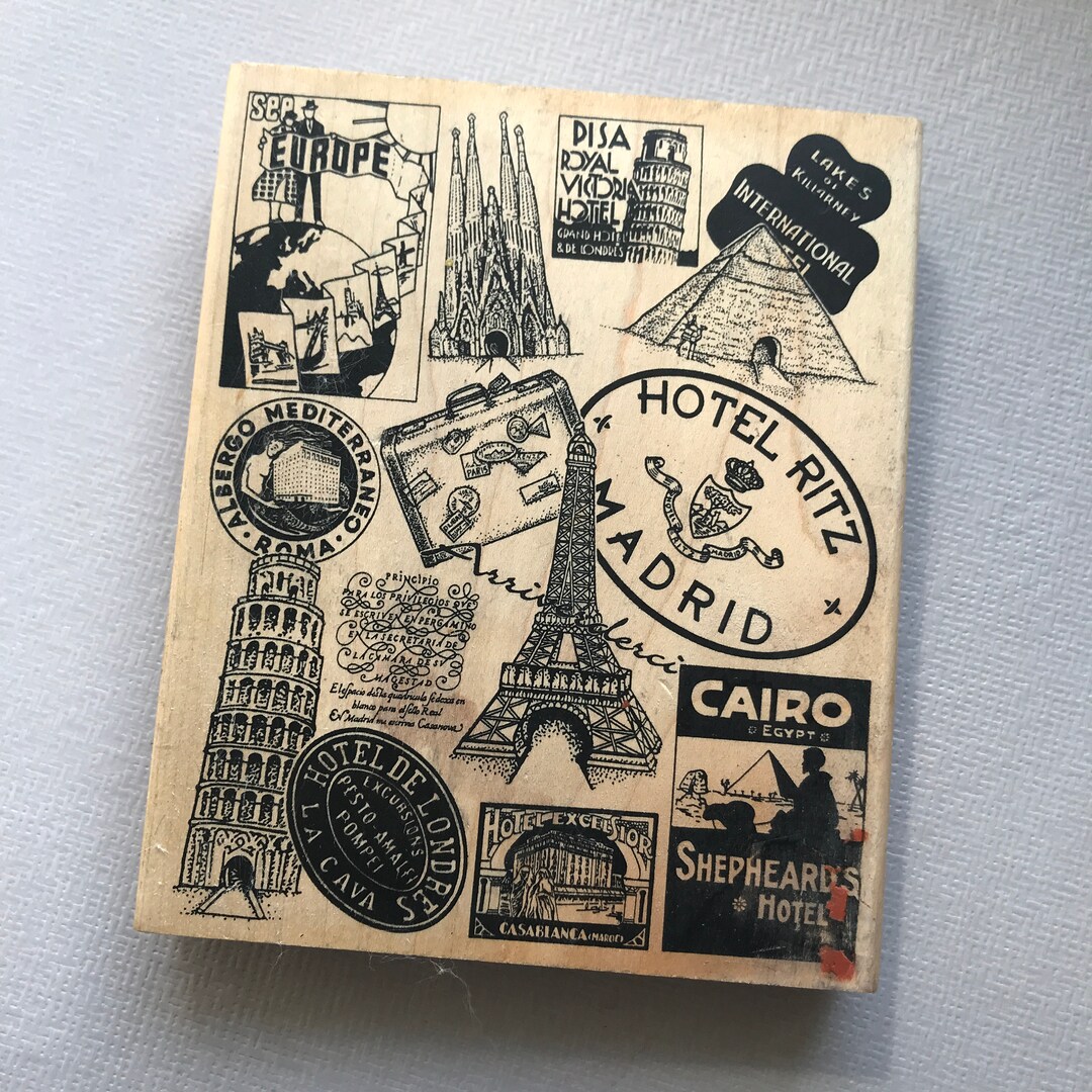 Vintage Rubber Stamp Large Travel Collage Judikins Rubber Stamp - Etsy