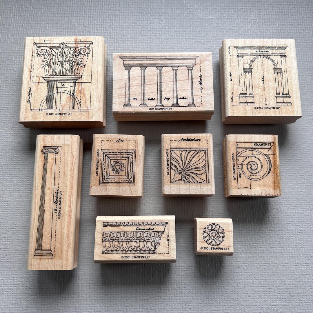 Rubber Stamp 9 Collage Building Columns Architecture Wood Mounted Stamp ...