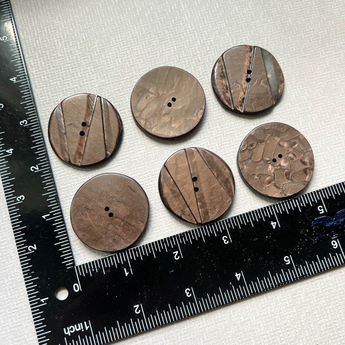 6 Large Art Deco Buttons in Brown Color - Etsy