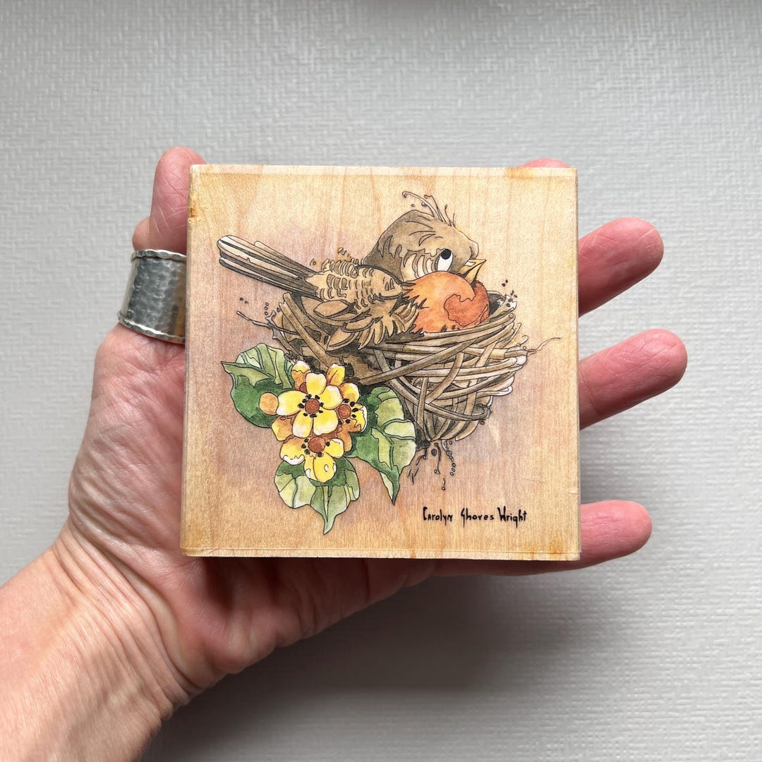 Vintage Stamps Happen Scenic Robin in Nest Rubber Stamps by Artist ...