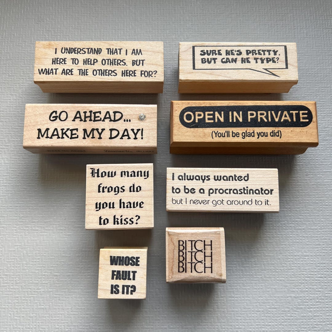 Vintage Rubber Stamp Funny Sayings Wood Mounted Stamps - Etsy