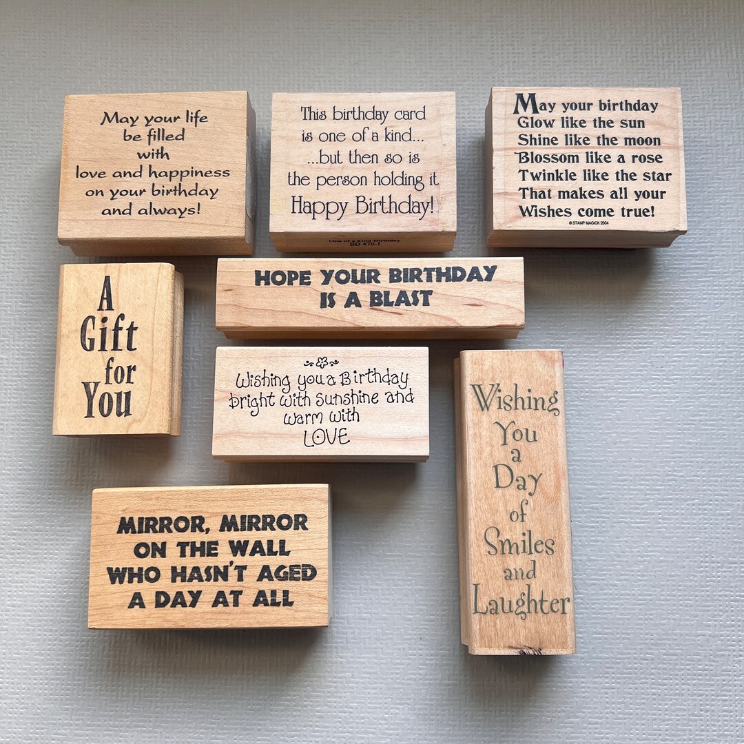 Rubber Stamps Birthday Word Saying or Phrase Wood Mounted Rubber Stamps ...