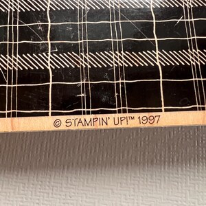 Vintage Large Rubber Stamp Plaid Fabricpattern Background Wood Mounted ...