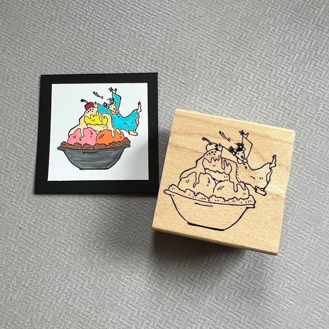 Rubber Stamp Little Lady Sundae Slide Ice Cream Wood Mounted Stamp - Etsy