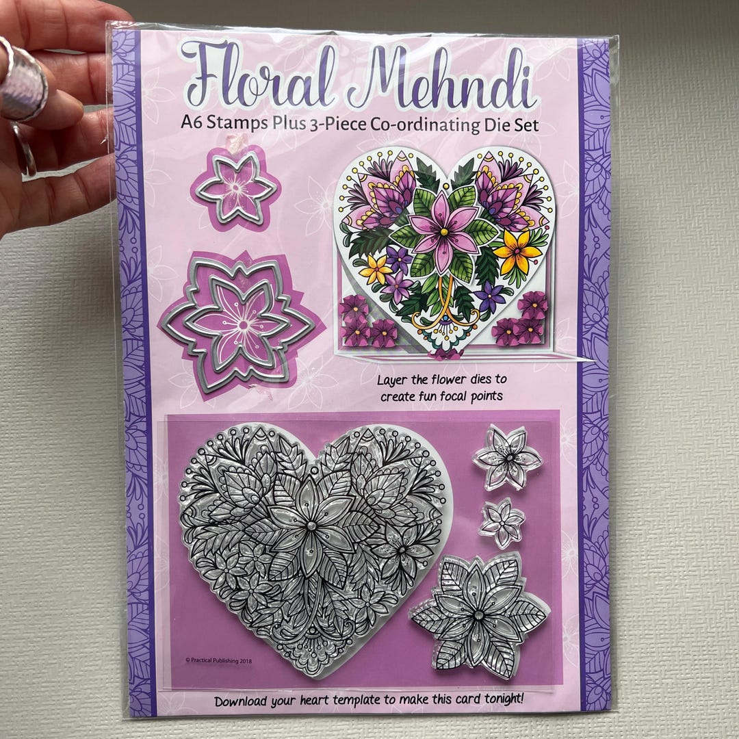 Floral Mehndi Stamps and Die Set of Clear Photopolymer Stamps and Metal ...