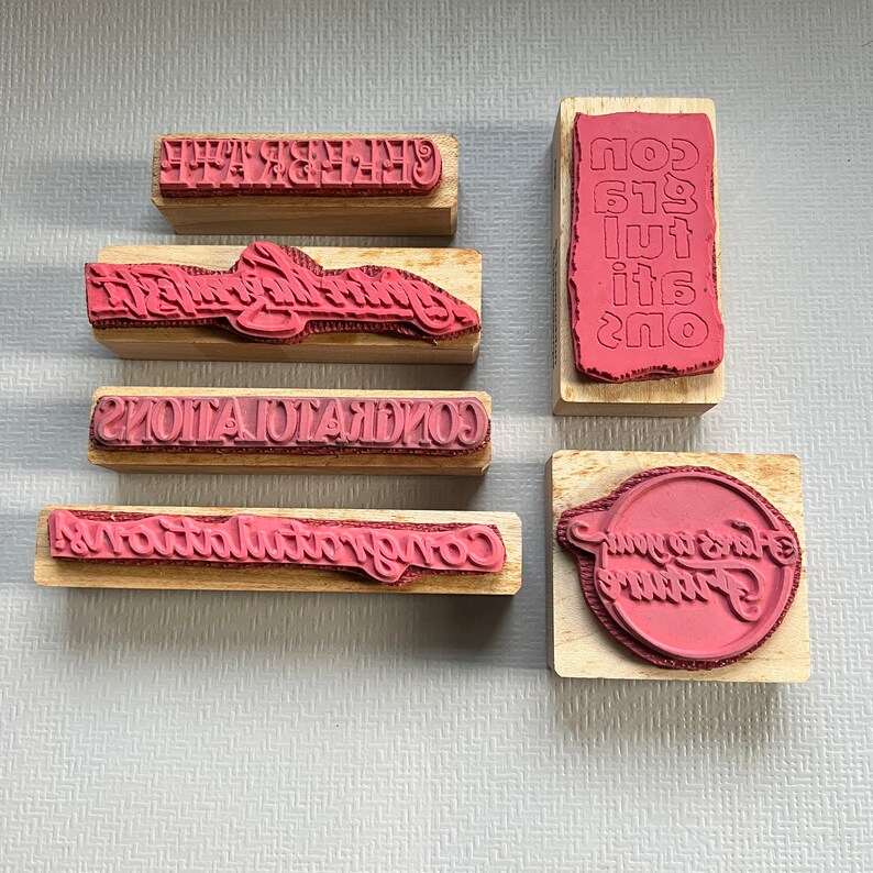 Vintage Rubber Stamp Congratulations Encouragement Wood Mounted Stamps ...