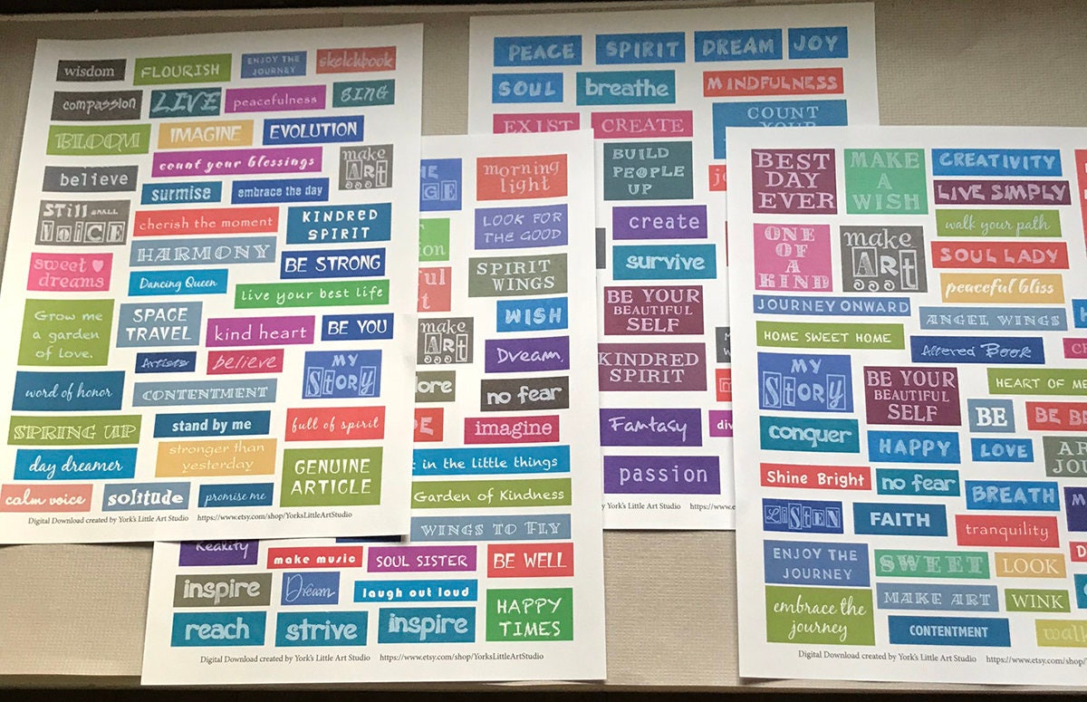 Digital Download of 4 Pages Full of White Words on Colored - Etsy