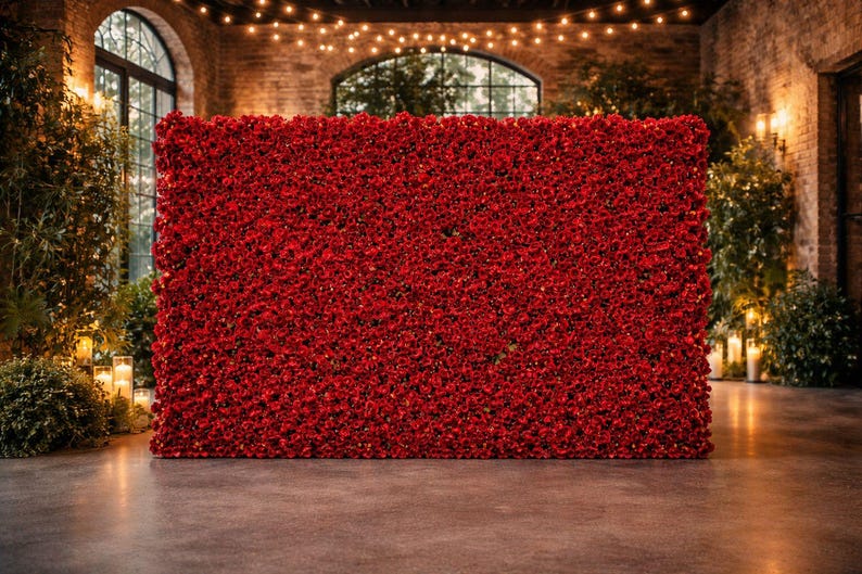 Red Rose Flower Wall Backdrop – Wedding & Event Photo Booth (200x200 Cm ...