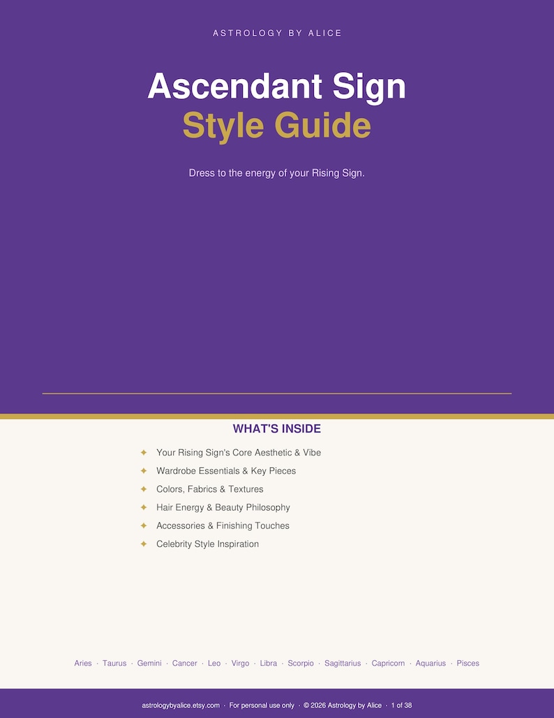 Ascendant Sign Style Guide - Etsy