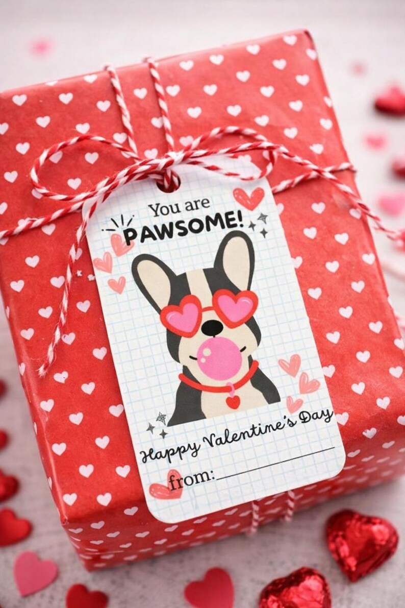 Editable Valentine Dog Gift Tag Canva Template – You Are Pawsome ...