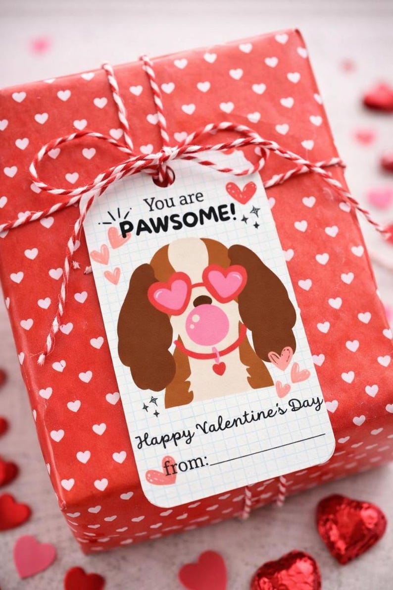 Editable Valentine Dog Gift Tag Canva Template – You Are Pawsome ...
