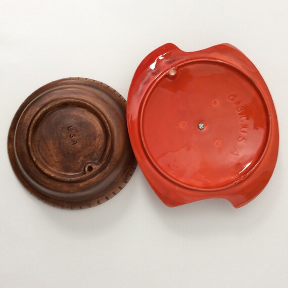 Vintage 60s California Pottery Orange Sequoia Ware Covered Bowl Dining ...