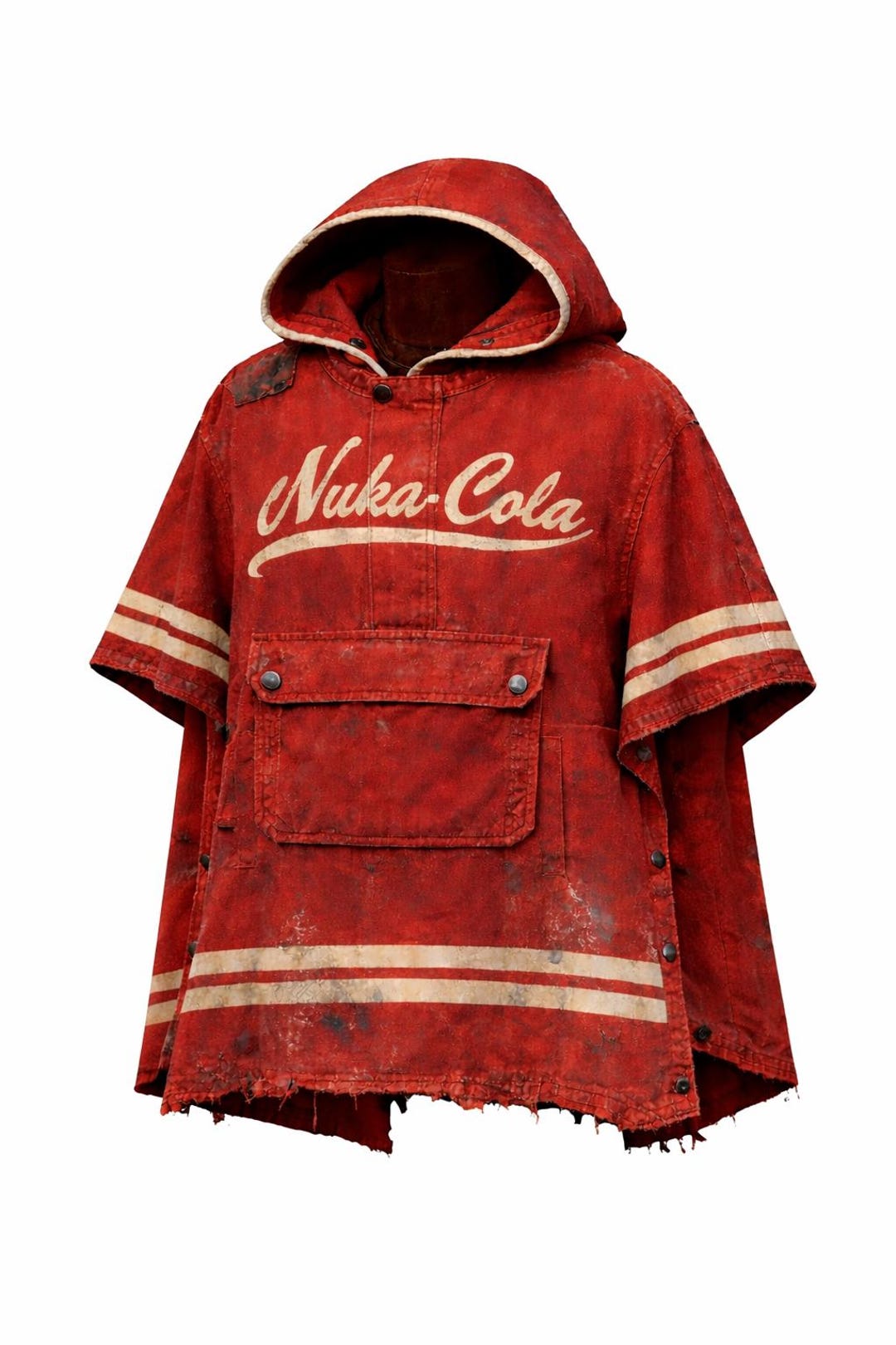 Fallout Inspired Nuka Cola Poncho – Red Canvas Wasteland Cosplay Cloak ...