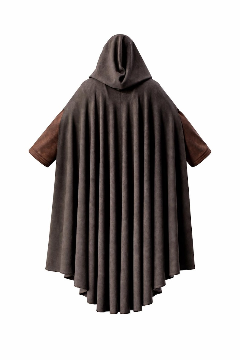 Dark Hooded Cloak Coat, Medieval Fantasy Robe, Jedi Style Costume - Etsy