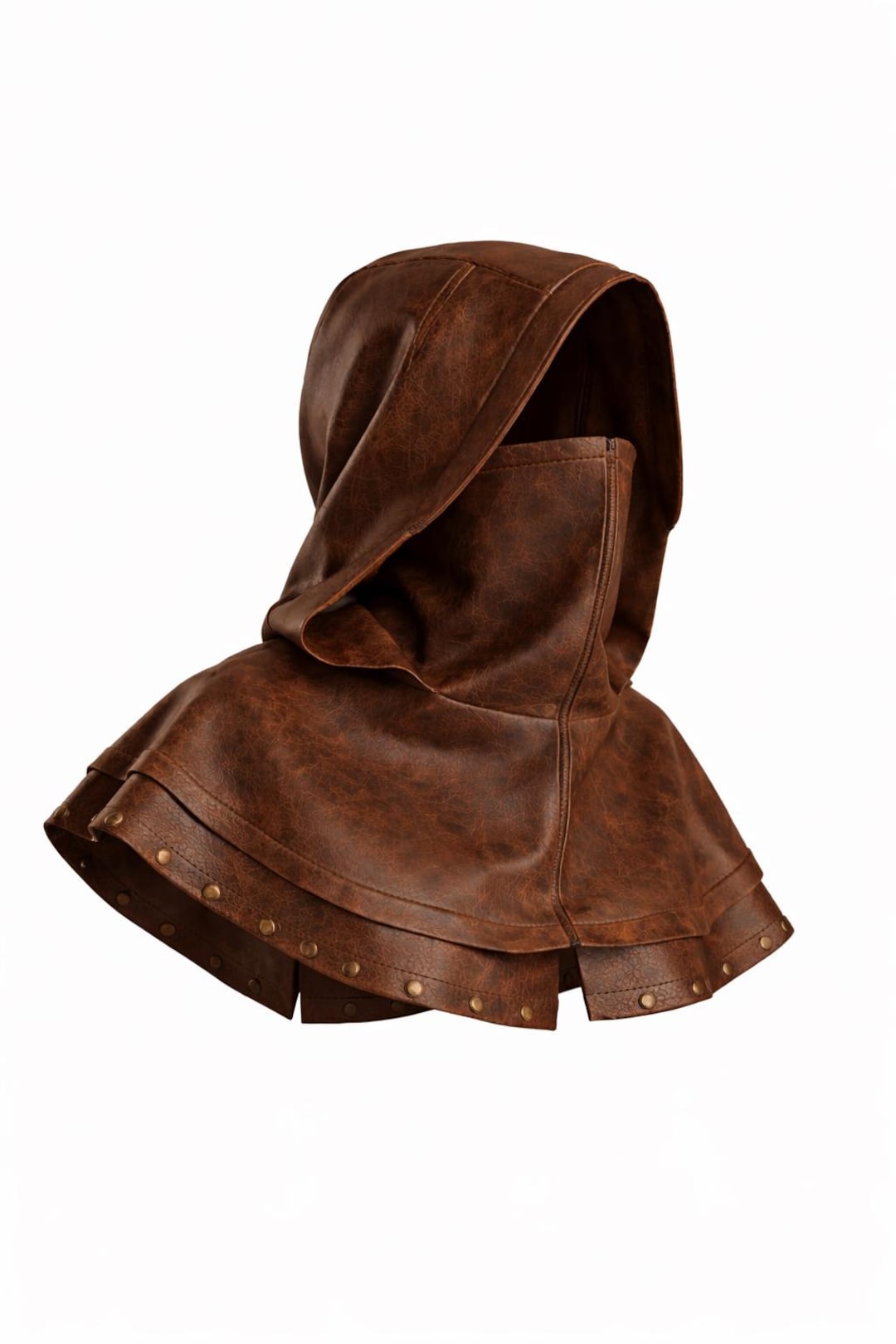 Leather Medieval Hood Mask – Gothic Hooded Cowl Cape – Renaissance ...