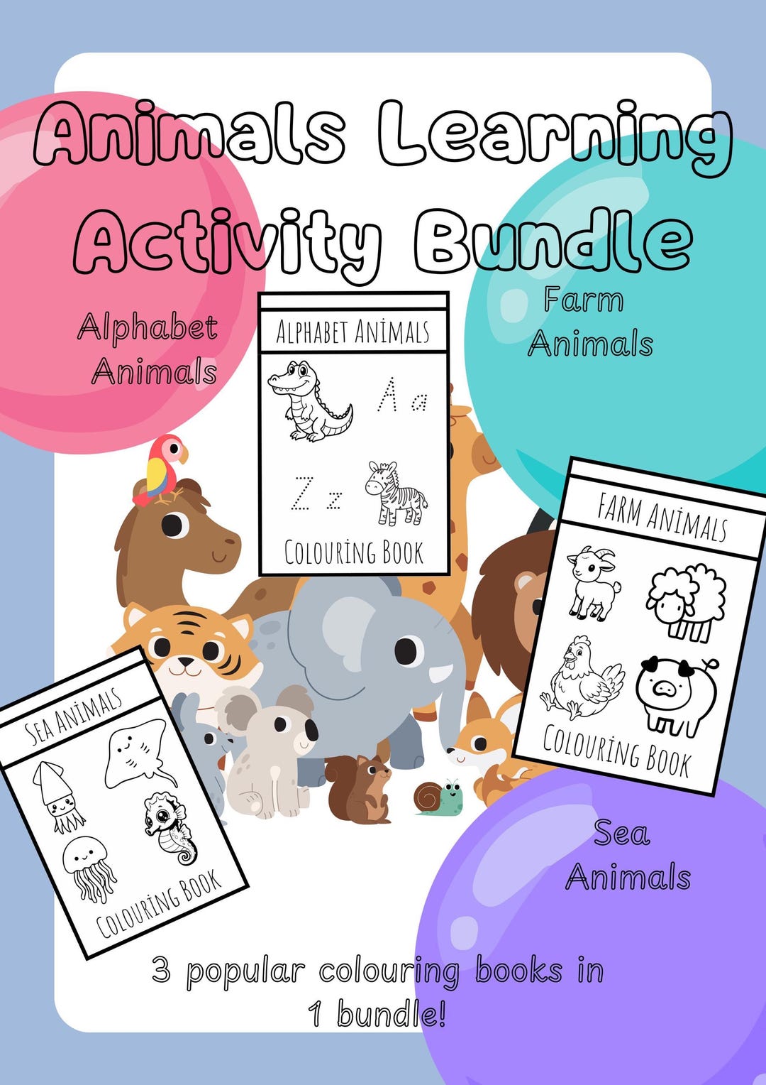 Early Learning Animal Colouring Bundle | Letter Tracing Activity ...