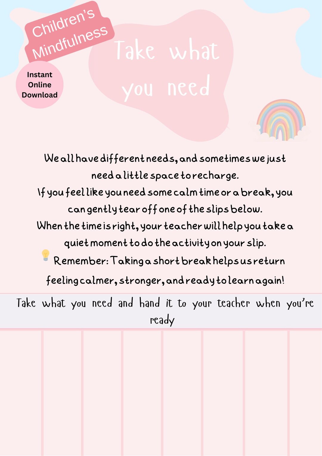 Classroom Wellbeing Poster-take What You Need - Etsy
