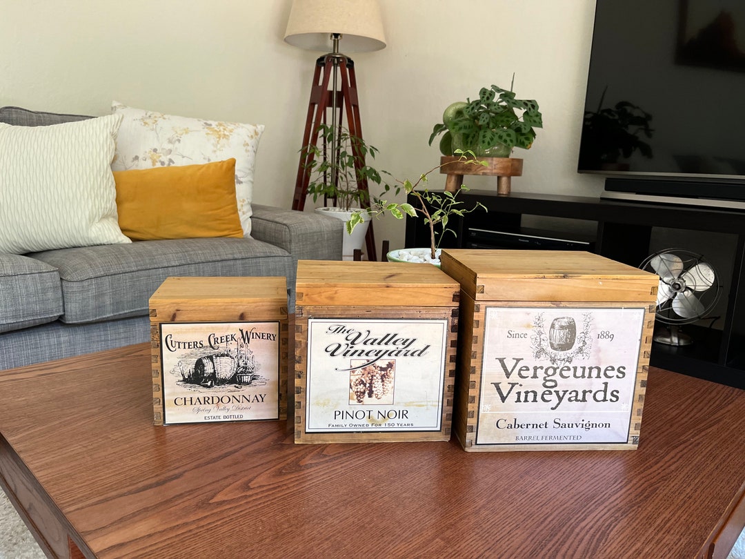 Rustic Wooden Vineyard Wine Boxes Display Boxes Stacking Boxes - Etsy