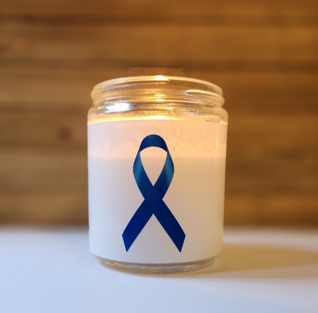 Colorectal Cancer Blue Ribbon Awareness Candle Soy Wax Candle, Non ...