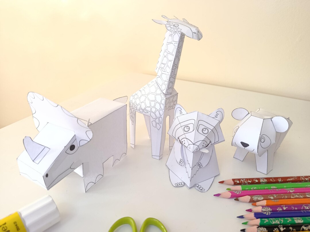 Printable 3D Paper Animal Crafts – Color, Cut & Glue Kids Activity ...