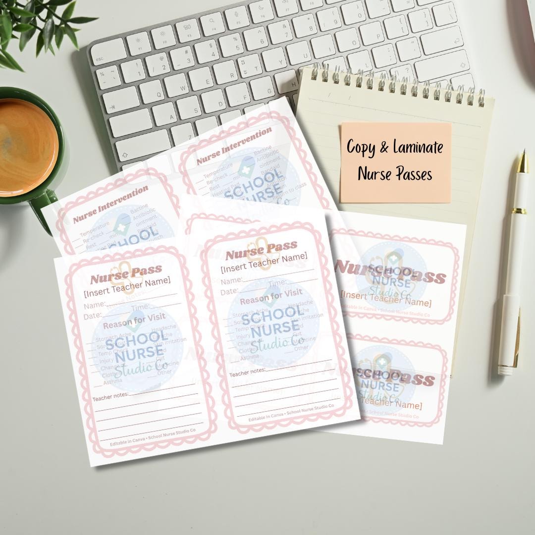 School Nurse Pass Bundle | Editable Canva Health Office Hall Pass ...