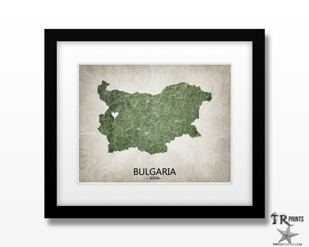 Bulgaria Map Art Print Home Is Where The Heart Is Love Map | Etsy