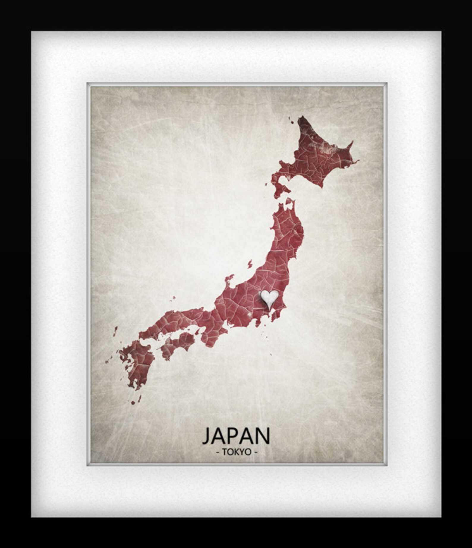 Japan Map Art Home Town Heart Map Original Custom Map Art - Etsy