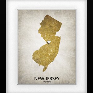 New Jersey State Personalized Map Art Print Original Custom - Etsy