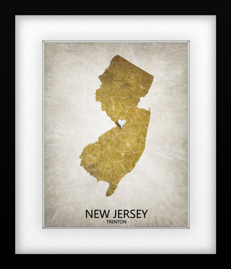New Jersey State Personalized Map Art Print Original Custom - Etsy