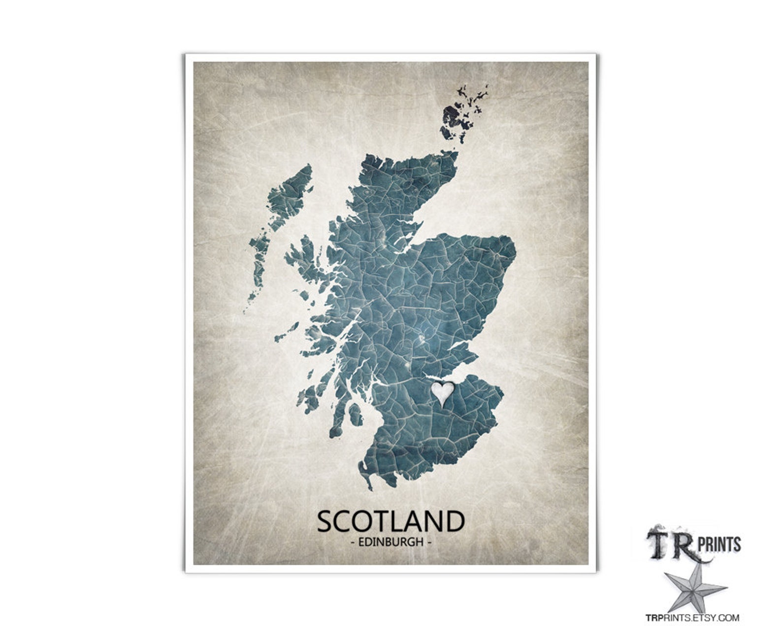 Scotland Map Art Print Home is Where the Heart is Love Map - Etsy
