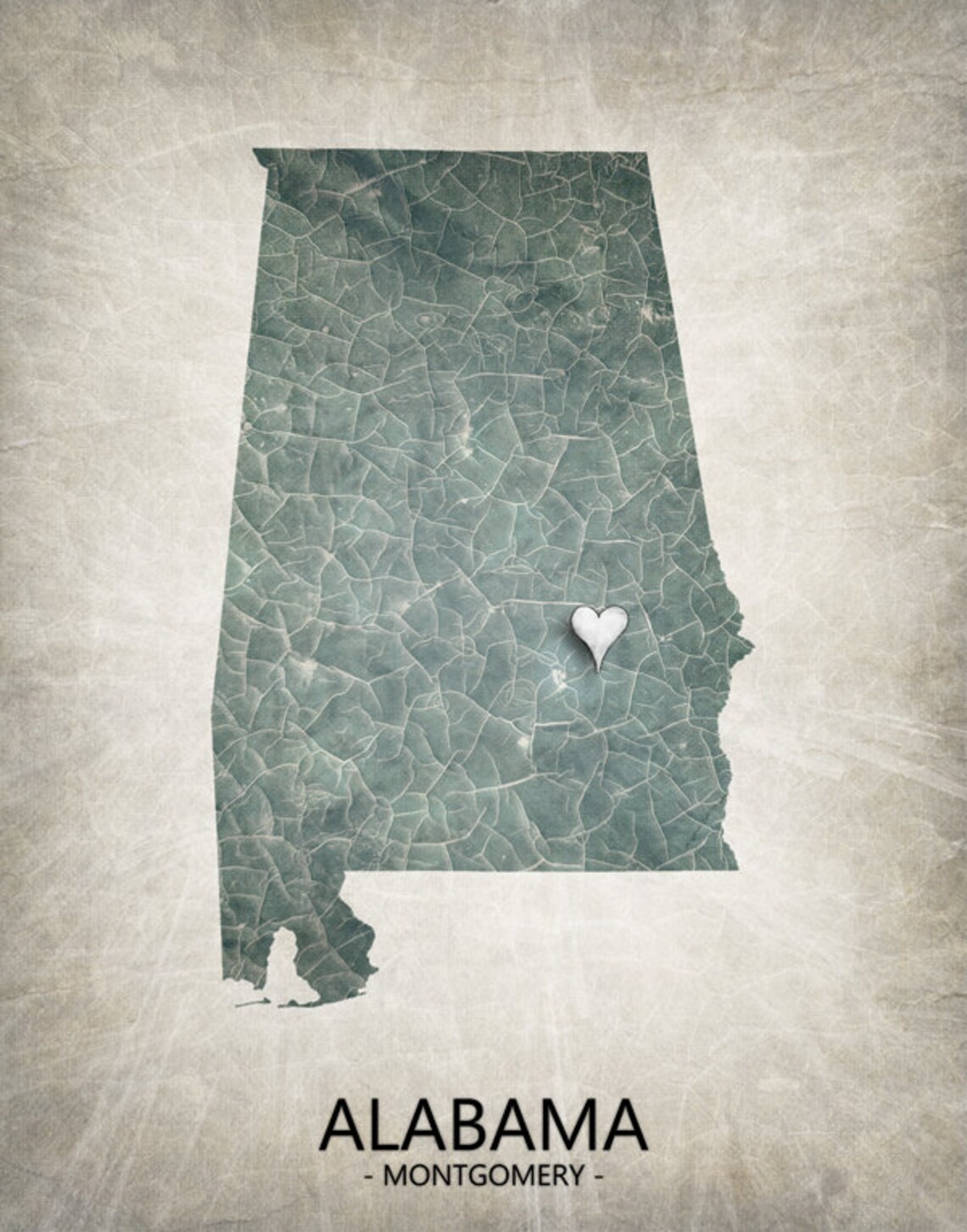 Alabama State Map Art Print Original Custom Map Art Print - Etsy