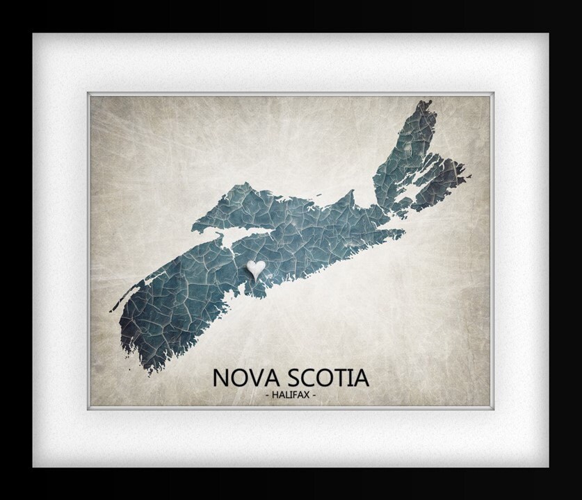 Nova Scotia Canada Map Print Home Is Where The Heart Is Love | Etsy
