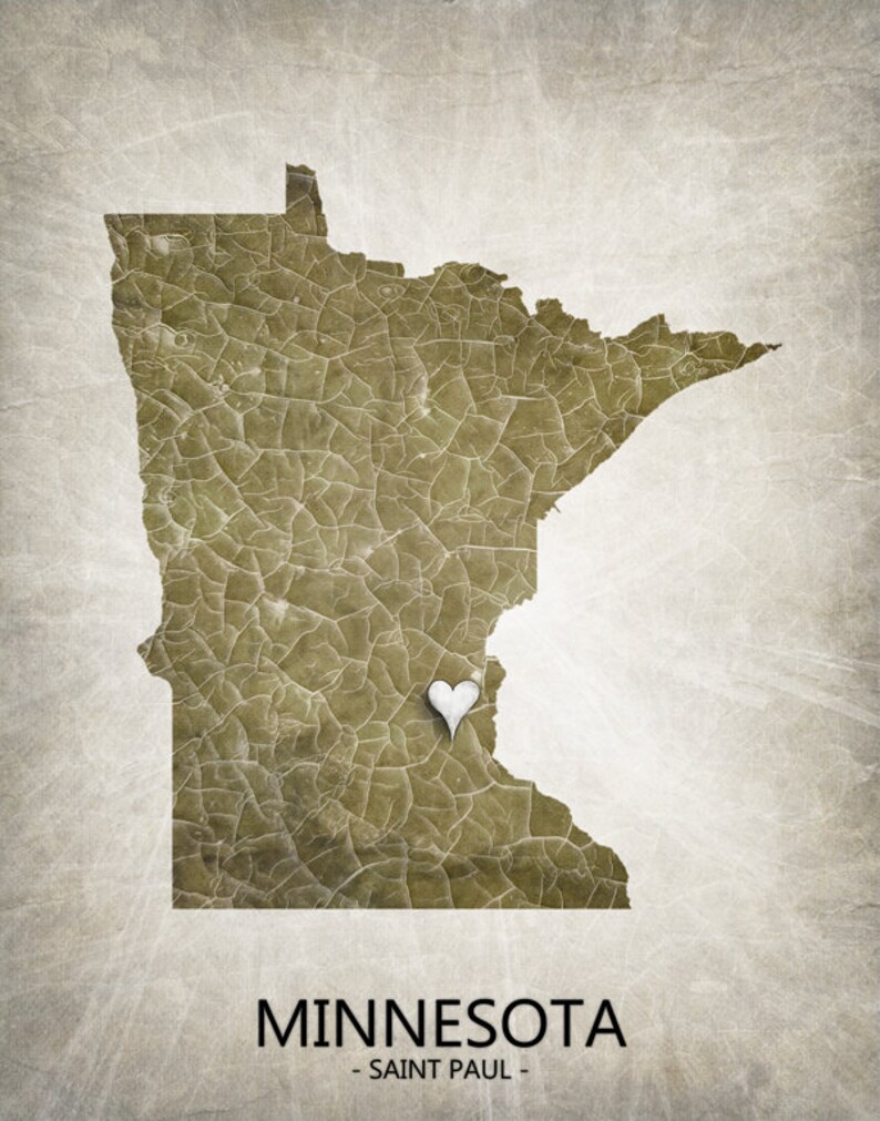 Minnesota State Map Artwork Personalized Art Print Choose | Etsy