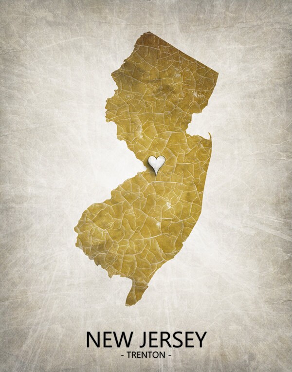 New Jersey State Personalized Map Art Print Original Custom - Etsy