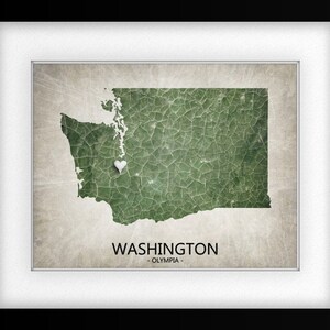 Washington State Map Art Print Choose Your City & Color Original ...