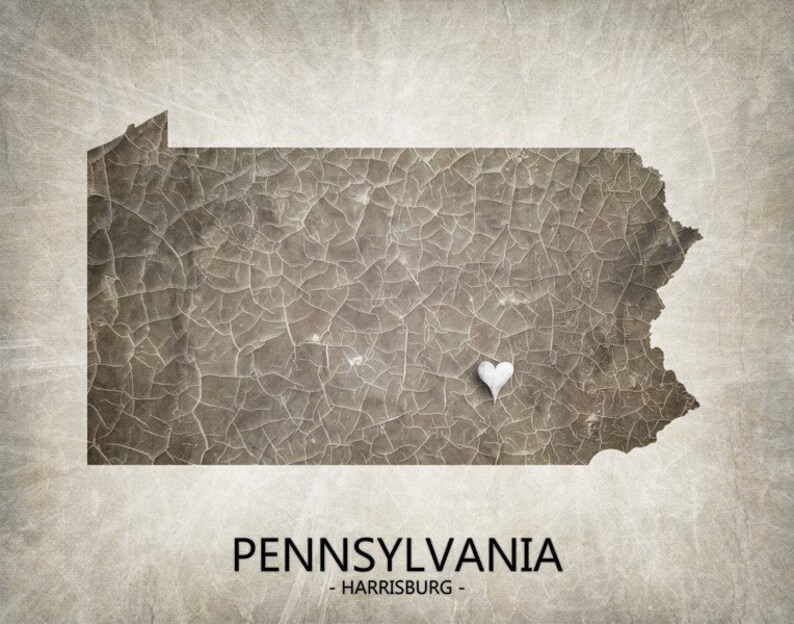 Pennsylvania State Map Art Print Home Town Love Heart Map - Etsy