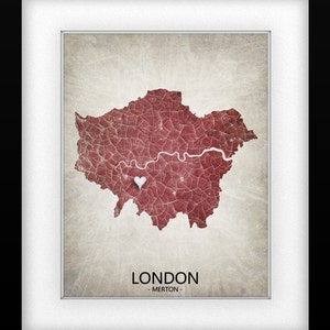London England UK Map Print Home is Where the Heart is Love Map Custom ...
