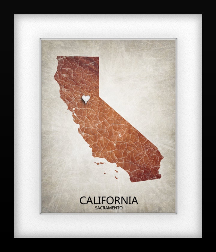California State Map Art Print Original Custom Map Art Print - Etsy