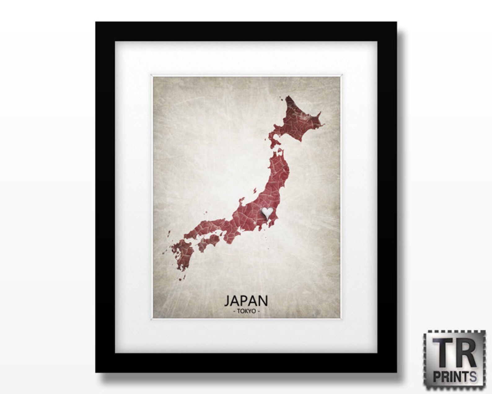 Japan Map Art Home Town Heart Map Original Custom Map Art - Etsy
