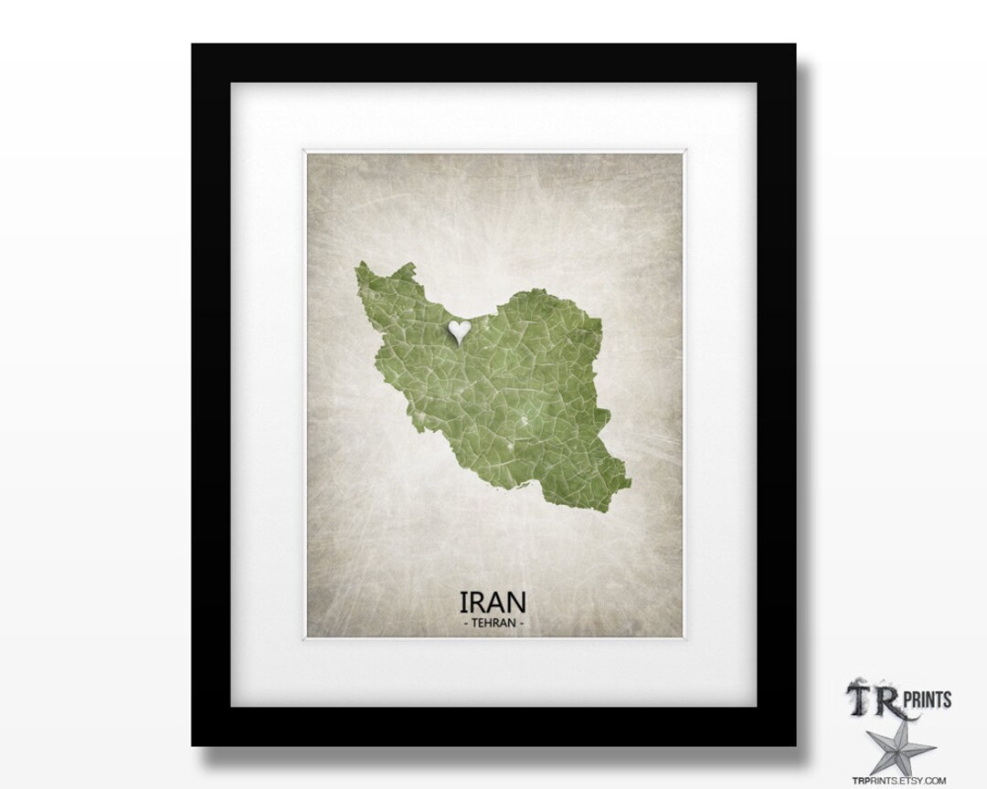 Iran Map Art Print Home is Where the Heart is Love Map - Etsy