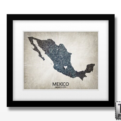 Mexico Map Print Road Map Poster México Estados Unidos | Etsy