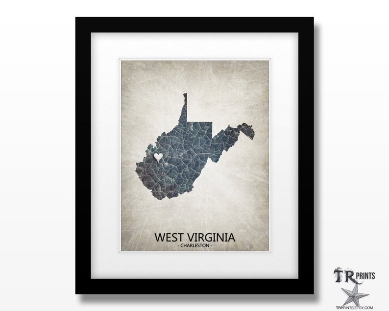 West Virginia State Print Home Town Love Choose your City | Etsy