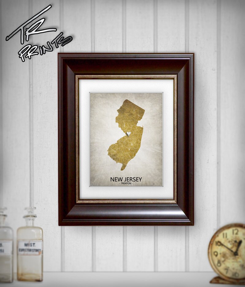 New Jersey State Personalized Map Art Print Original Custom - Etsy